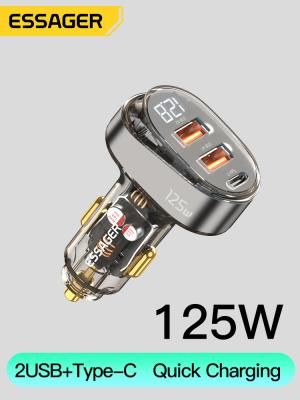 China Essager 2022 Transparent Official Store Digital Display 125W Fast Car Charging 2 USB 1 Type C Port Car Charger for sale