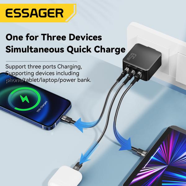 Quality Travel USB C USB A Port PD Mobile Phone GaN Wall Charger Fast Small 65W 60W 45W for sale