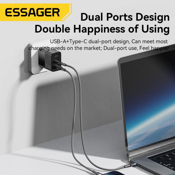 Quality High Power GaN Chargers USB A Type C Double Port Quick Charging PD Wall Charger for sale
