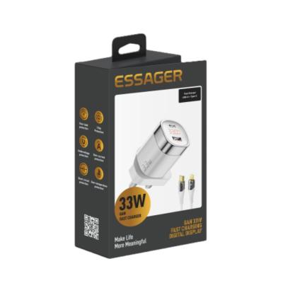 China GaN EU US UK Port Digital Display Travel Power Phone Charger Fast Charging 33W With Cable for sale