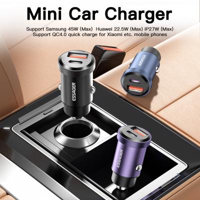 China Essager 2022 Gyroscope New Type-c + USB-A USB QC3.0 30W 45W Mini Car Charger for sale