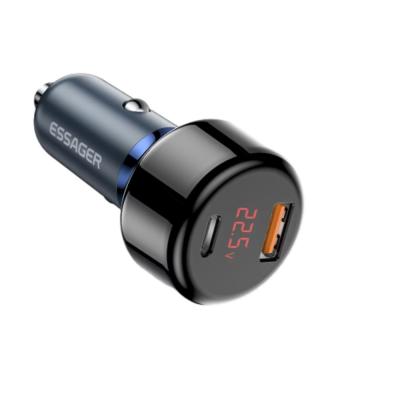 China Essager 2022 Torch Phone Charging Fast Charge Dual 2 Port Usb Type C Pd Qc 3.0 Mini Adapter 65W Car Charger for sale