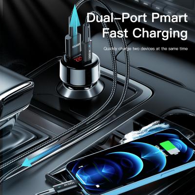 China Essager 2022 Torch Phone Charging Fast Charge Dual 2 Port Usb Type C Pd Qc 3.0 Mini Adapter 65W Car Charger for sale