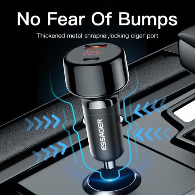 China Essager 2022 Torch Phone Charging Fast Charge Dual 2 Port Usb Type C Pd Qc 3.0 Mini Adapter 65W Car Charger for sale