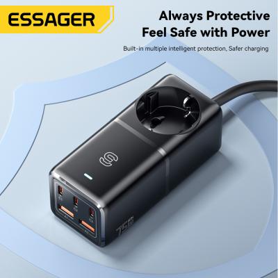 China USB A USB C GaN Carregadores Power Strip WL-Gan75-EU Série Com EU plug à venda