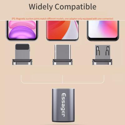 China Essager 2022 Mini Magnetic Type C Female to Micro USB Type C Quick Charge Data Transmission Adaptor OTG Adapter for sale