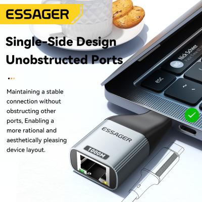 Κίνα ESSAGER ES-OTG22 σειράς τύπου C USB C σε Ethernet προσαρμογέα 100 1000 Mbps προς πώληση
