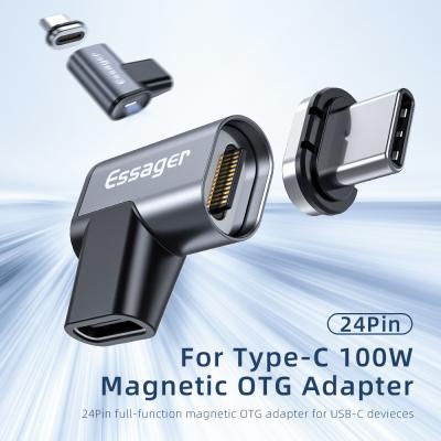 China Essager 2021 Trailblazer 100W Magnetic OTG Adapter Cable Quick Charge PD3.0 Data Transfer Type C OTG Converter Adaptor for sale
