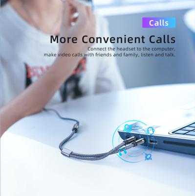 China 2 em 1 cabos de áudio de 3,5 mm suportando fones de ouvido microfone alto-falante à venda