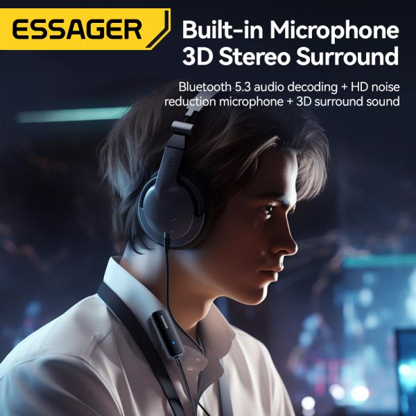 Quality ESSAGER ES-BT09 Series Female Aux To Bluetooth Adapter 3.5mm 110mAh for sale