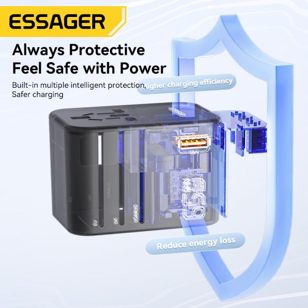 ESSAGER JY-309 Series 65W Universal Plug USB C PD Charger