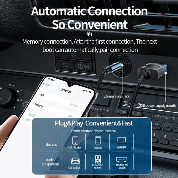 Quality Twill Aux BT Audio Receiver with 3.5mm Audio Cable 3.5mm Aux Audio Converter 3 for sale