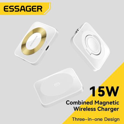 China ESSAGER Waves 3 in 1 Wilress Charger 15W Best Fast Charging Wireless Phone Charger for sale