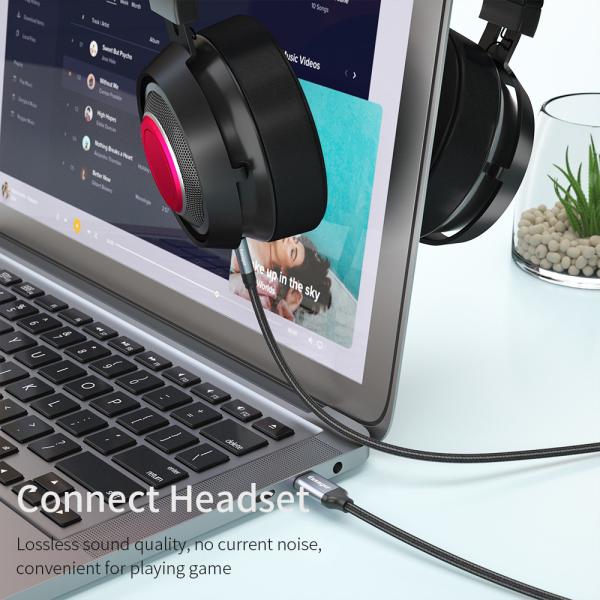 Quality HiFi Sound Type-c To 3.5mm Male Audio Aux Cable Grey 1m For Type C Devices for sale