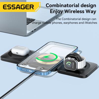 China ESSAGER Waves 3 in 1 Wilress Charger 15W Best Fast Charging Wireless Phone Charger for sale