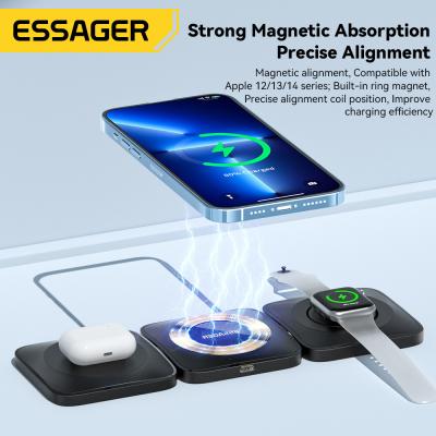 China ESSAGER Waves 3 in 1 Wilress Charger 15W Best Fast Charging Wireless Phone Charger for sale