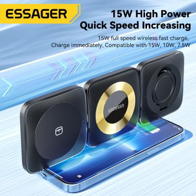 China ESSAGER Waves 3 in 1 Wilress Charger 15W Best Fast Charging Wireless Phone Charger for sale