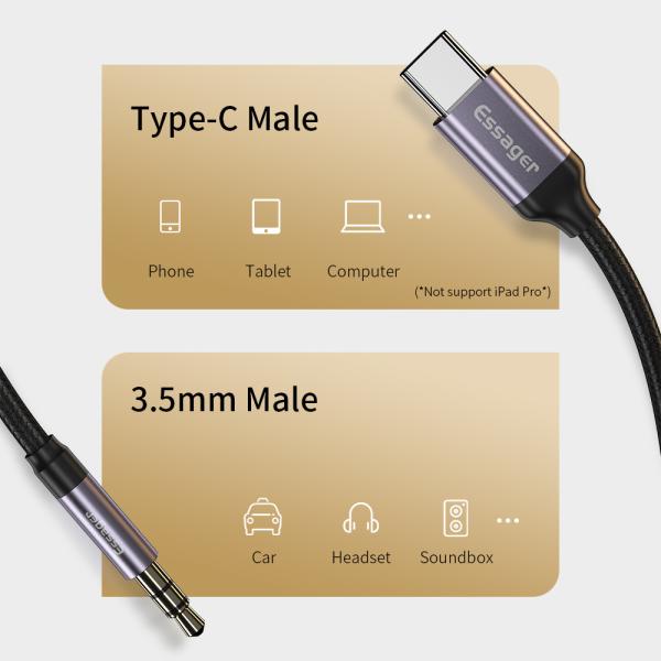 Quality Type C Adapter Port To 3.5MM Audio Jack Cable Customized for sale