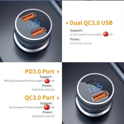 China Display LCD USB C PD Car Phone Charger PD QC3.0 Cargador rápido de 36 W en venta