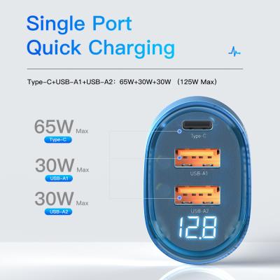 China Display digital PD QC cargador de coche de carga rápida transparente 125W 65W 30W en venta