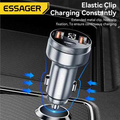 China Essager 2022  Fenglang Aluminum alloy digital display car charger 80W 3 in 1 Car Charging 2 USB A Type C Fast Car Charger for sale