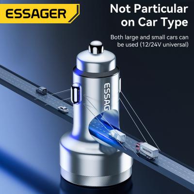 China Essager 2022  Fenglang Aluminum alloy digital display car charger 80W 3 in 1 Car Charging 2 USB A Type C Fast Car Charger for sale