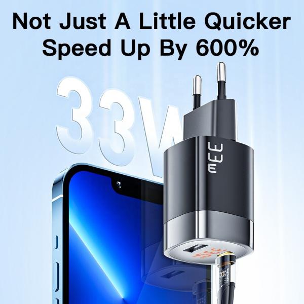Quality USB A Type C GaN Chargers Mini Fast Charging 33W With Cable EU Standard for sale