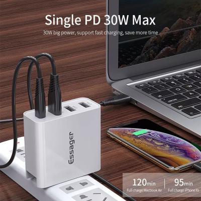 China Essager 2021 Earl 48W USB Type C 4 Ports 18W 48W Fast Charging Pd Wall Charger For Mobile Phone With Cable for sale