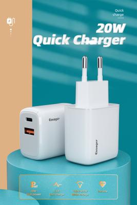China Essager 2021 YuRoom PD QC 20W Mobile Chargers USB Type C Charger Cable USB 100-240V PD Wall Charger for sale