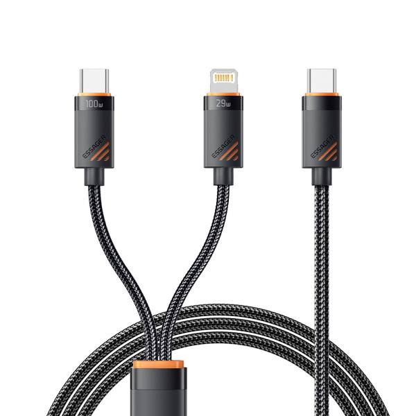 Quality ESSAGER ES-X66 2 in 1 Cable USB C to Type C Lighting Data Charging Cable for sale