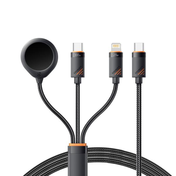 ESSAGER ES-X66 Serie 100W USB C a USB C + L + Cargador de reloj inalámbrico 3 en 1 cable