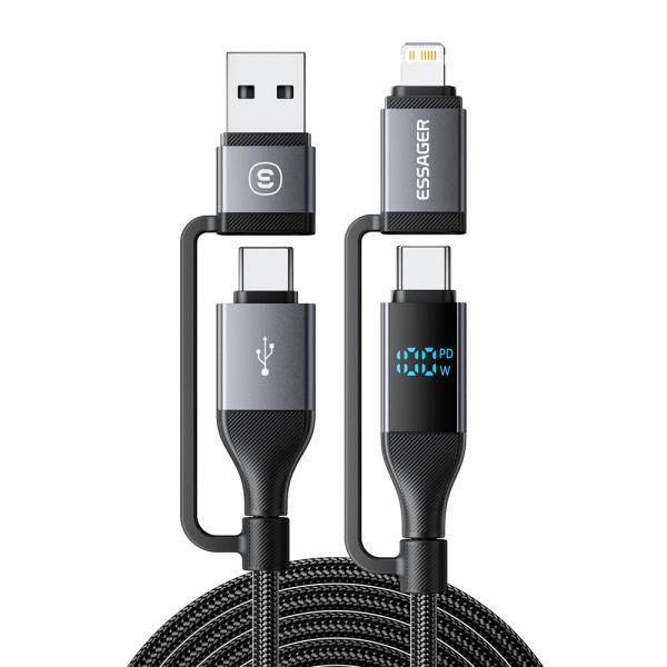 ESSAGER ES-X70 4 em 1 QC PD USB A/C para USB C/L Cable de carregamento de dados