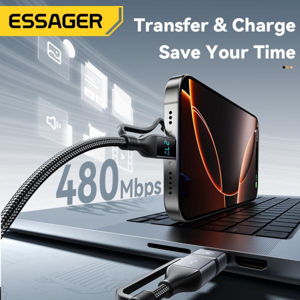 ESSAGER ES-X70 4 em 1 QC PD USB A/C para USB C/L Cable de carregamento de dados
