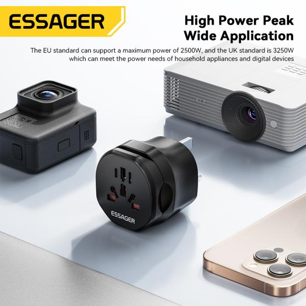 ESSAGER WL-033-WL-09 Série EU UK para Universal UK para EU Adaptador de energia de viagem