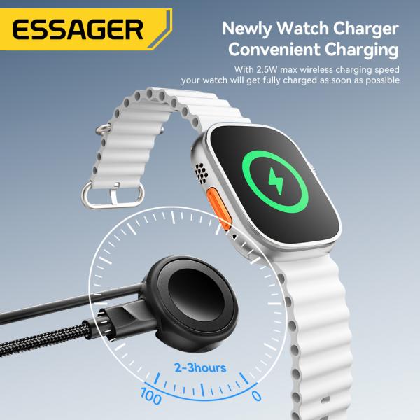 ESSAGER ES-X71 5 em 1 QC PD USB A/C para USB C/L Smart Watch Cable de carregamento de dados