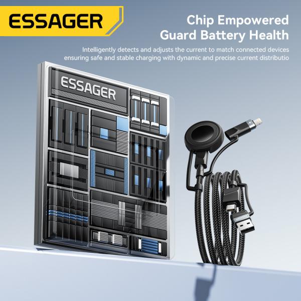 ESSAGER ES-X71 5 em 1 QC PD USB A/C para USB C/L Smart Watch Cable de carregamento de dados