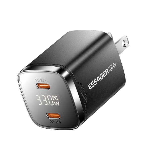 Quality ESSAGER ES-CD45 33W GaN Charger Dual USB C PD Charger for Power Supply Adapter for sale