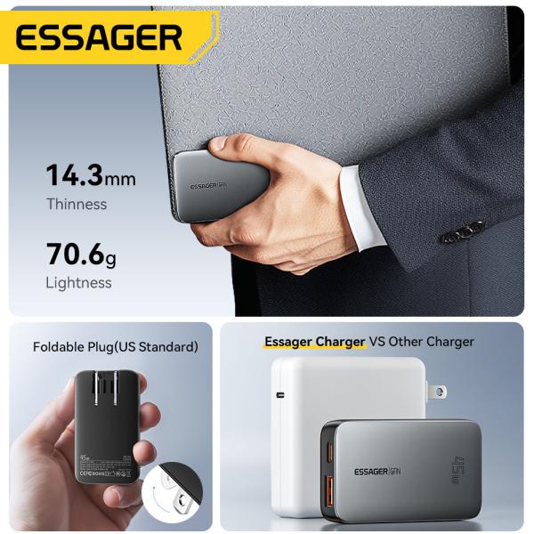 ESSAGER ES-CD48 Serie 2 poorten 45W Type C Quick USB Fast Charger