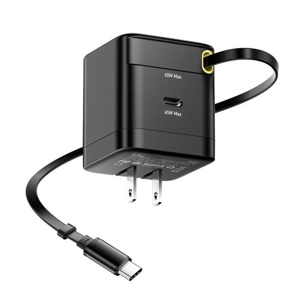 Quality ESSAGER G652CU Series 65W Built-In USB-C Cable GaN USB-C Charger for sale