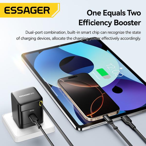 Quality ESSAGER G652CU Series 65W Built-In USB-C Cable GaN USB-C Charger with PPS for sale