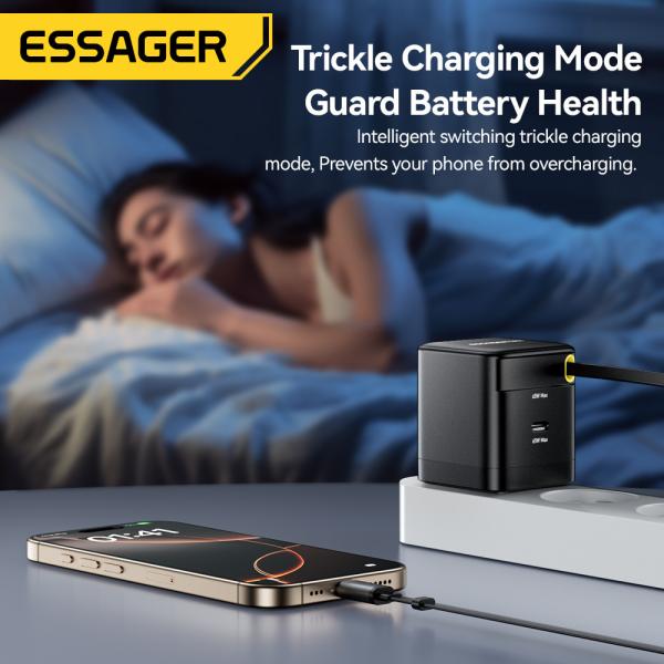 Quality ESSAGER G652CU Series 65W Built-In USB-C Cable GaN USB-C Charger with PPS for sale