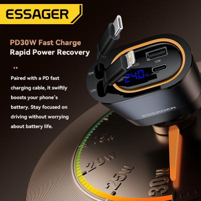 China ESSAGER SHE-6001 45W PD 30W con cable de iluminación USB C rápido Tipo de cargador para automóviles C en venta
