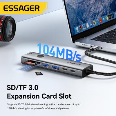 China ESSAGER ES-HB03 Serie 7 in 1 USB-C USB-A SD TF Port 3.0 Beste USB Port Hub Te koop