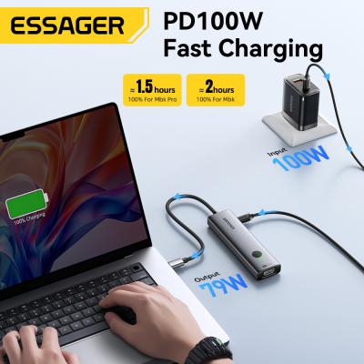 China ESSAGER ES-HB03 Serie 7 in 1 USB-C USB-A SD TF Port 3.0 Beste USB Port Hub Te koop