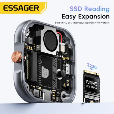 Китай ESSAGER ES-YP01 100W 10Gbp USB 3.2 Внешний жесткий диск Алюминиевый Type C Магнитный Nvme 2230 M.2 SSD HDD Корпус продается