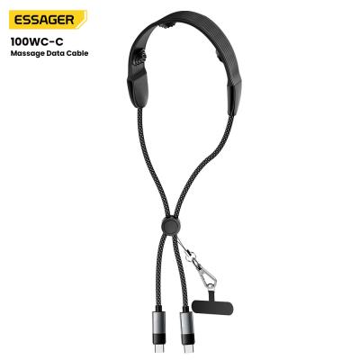 China ESSAGER ES-X72 2 in 1 Massage Charging USB C kabel 5A PD 100W Charger Type C tot Type C Data kabel met massage Te koop