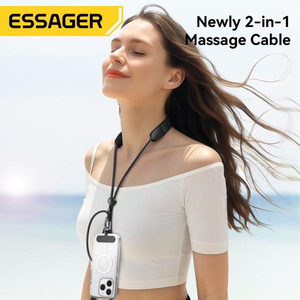 Quality ESSAGER ES-X72 2 in 1 Massage Charging Usb C Cable 5A PD 100W Charger Type C to for sale