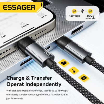 China ESSAGER ES-X72 Cable USB C de Carga y Masaje 2 en 1 5A PD 100W Cable de Datos Tipo C a Tipo C con Masaje en venta