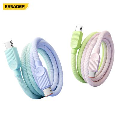 China ESSAGER ES-X73 3A PD 60W Type C snellaaddatakabel, 1M 2M kleurrijke gevlochten kabels Te koop
