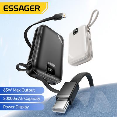 中国 Essager ES-D025 65W ポータブルノートパソコン 20000mAh モバイルバッテリー Type C Lightning ケーブル付き 販売のため